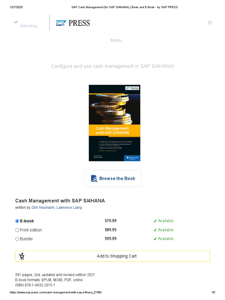 SAP Cash Management (For SAP S - 4HANA) - Book and Ebook - by SAP PRESS ...