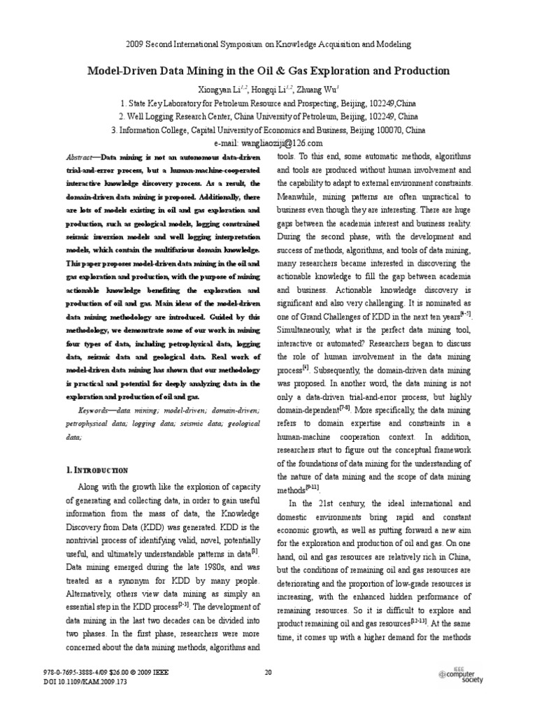 Model-Driven Data Mining in The Oil & Gas Exploration and Production | PDF | Conceptual Model ...