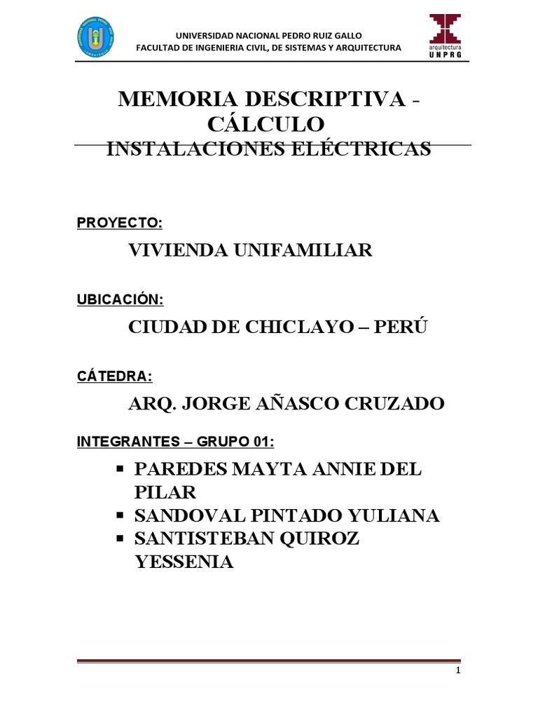 Memoria Descriptiva-Instalaciones Electricas | PDF | Ingeniería de Edificación | Materiales de ...