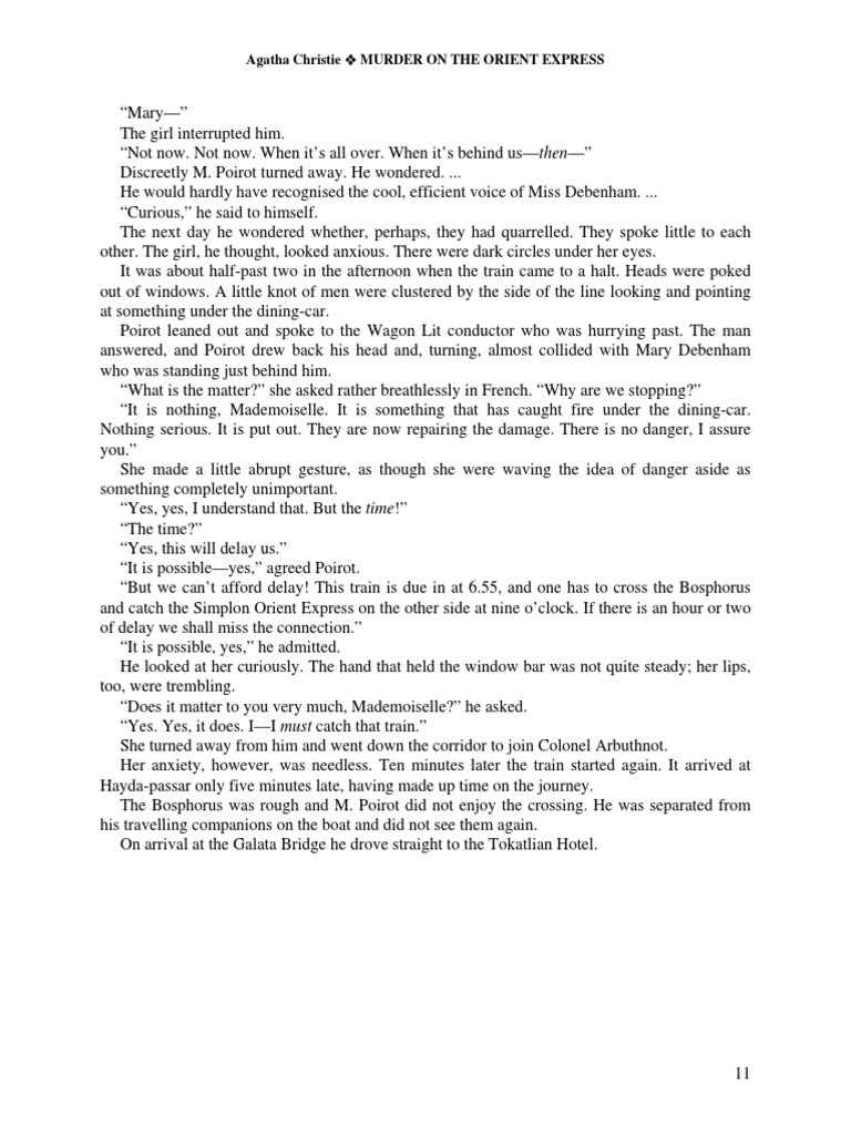Agatha Christie Murder On The Orient Express | PDF | Hercule Poirot ...