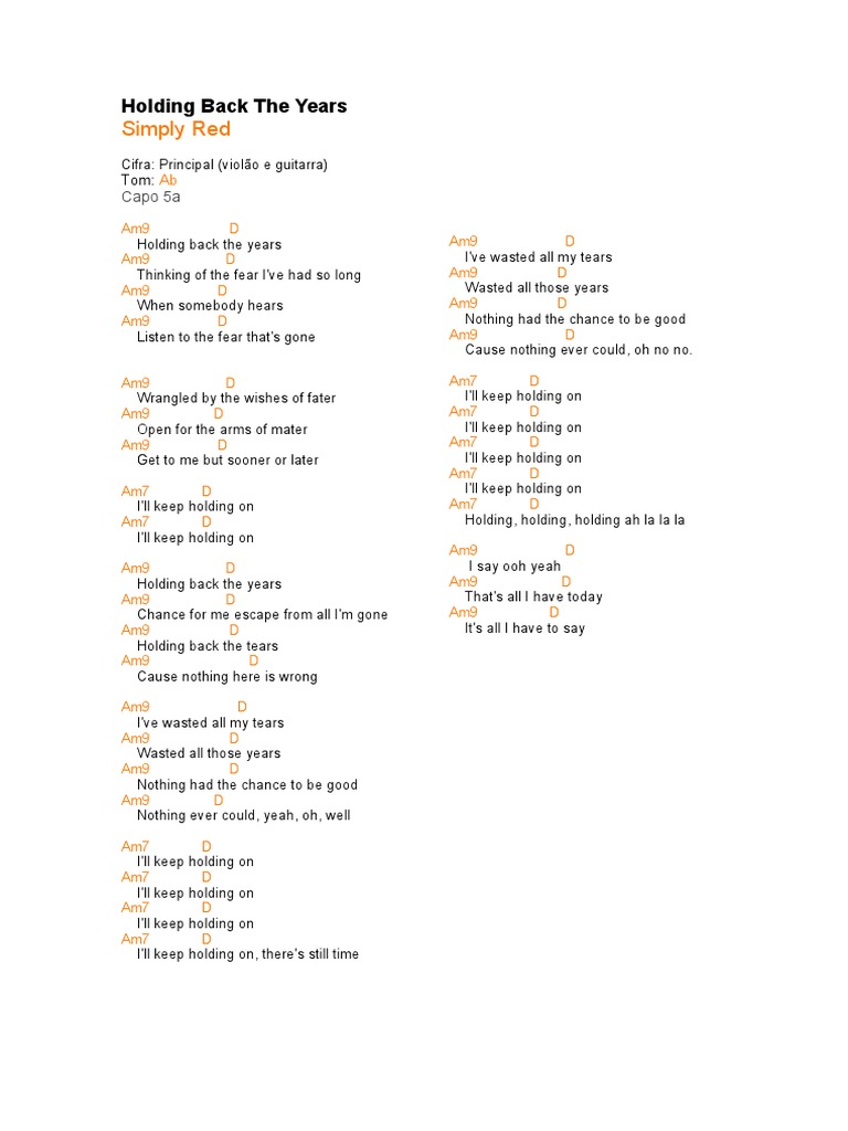 Holding Back The Years | PDF