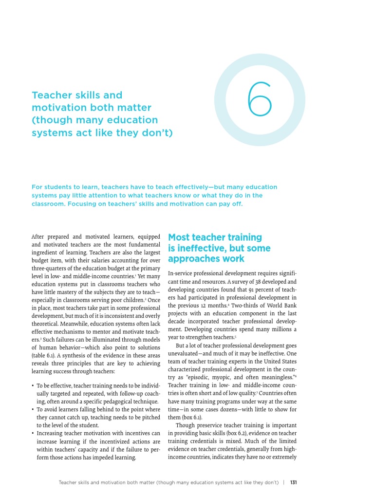 Teacher Skills and Motivation Both Matter (Though Many Education ...