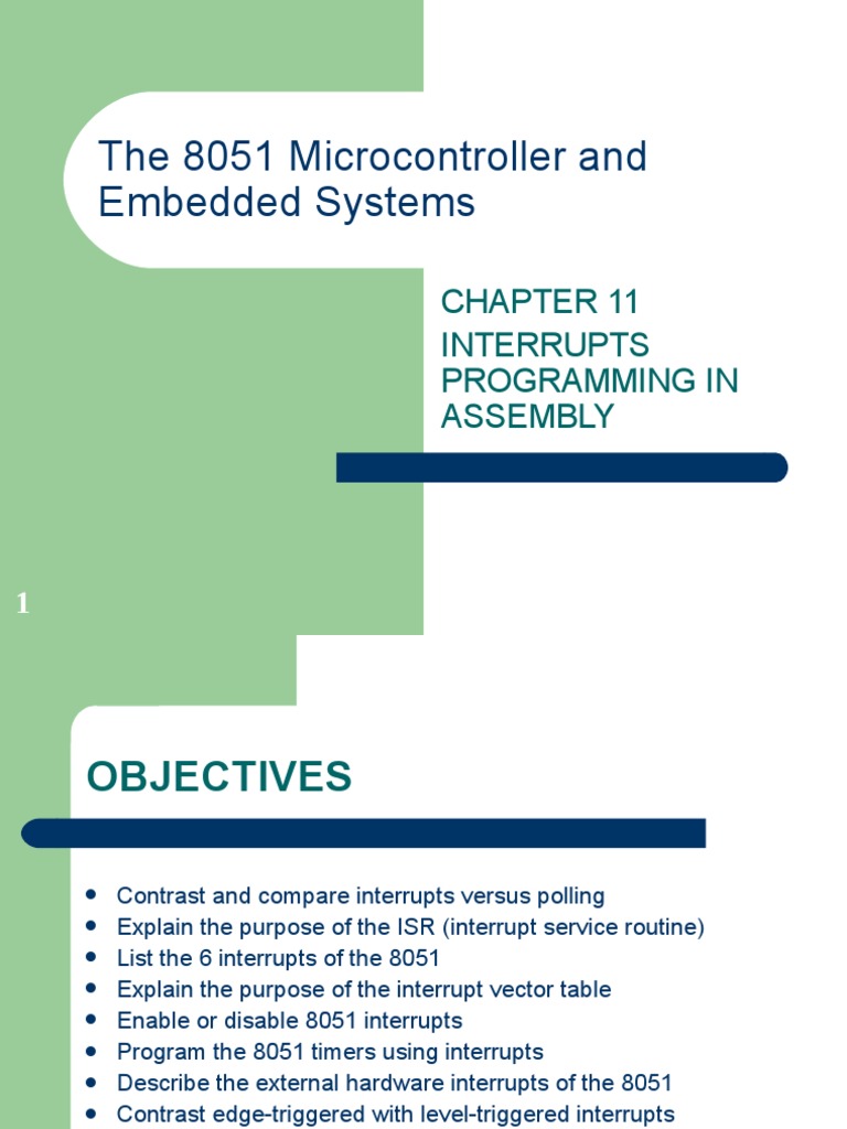 The 8051 Microcontroller and Embedded Systems: Interrupts Programming in Assembly | PDF ...