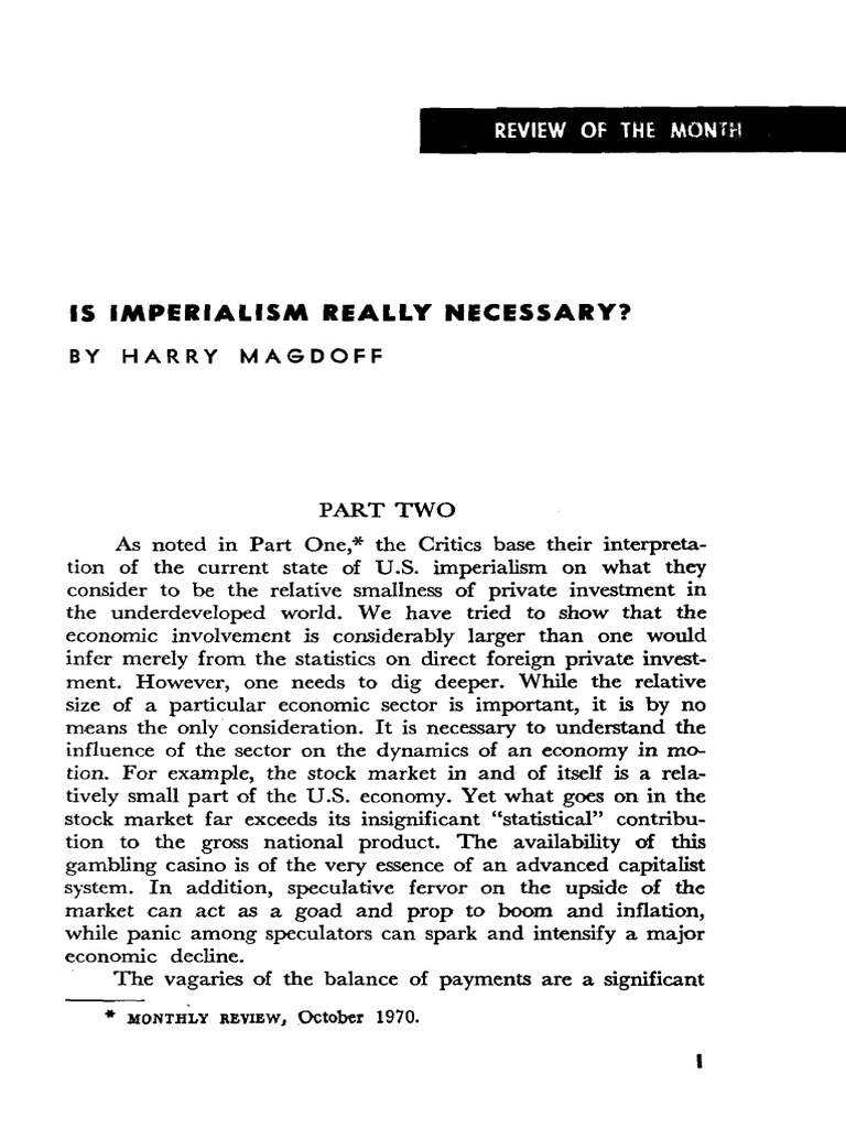 1970 - Magdoff - Is Imperialism Really Necessary? Part 2 | PDF ...