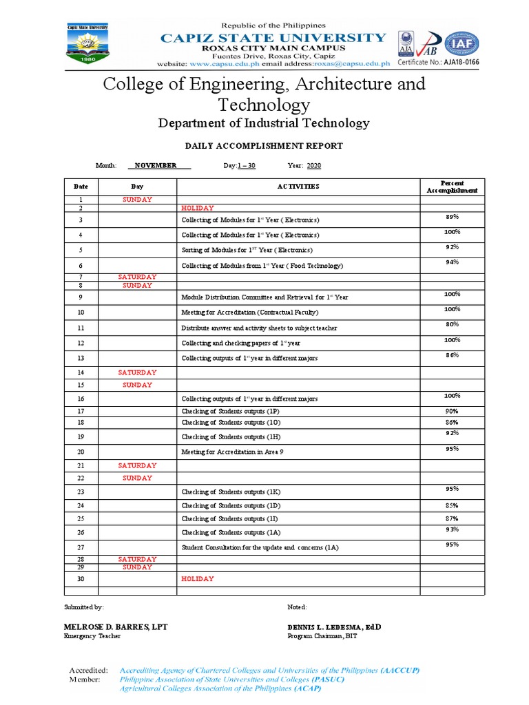 College of Engineering Daily Report | PDF