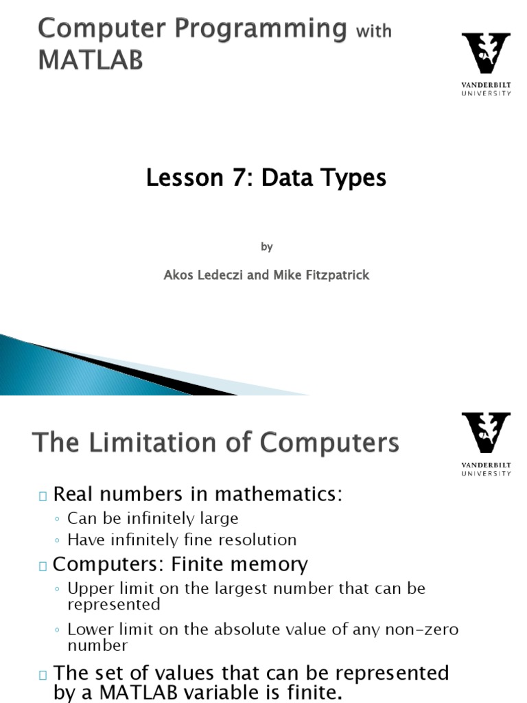 Lesson 7: Data Types: Akos Ledeczi and Mike Fitzpatrick | PDF | Array Data Structure | Pointer ...