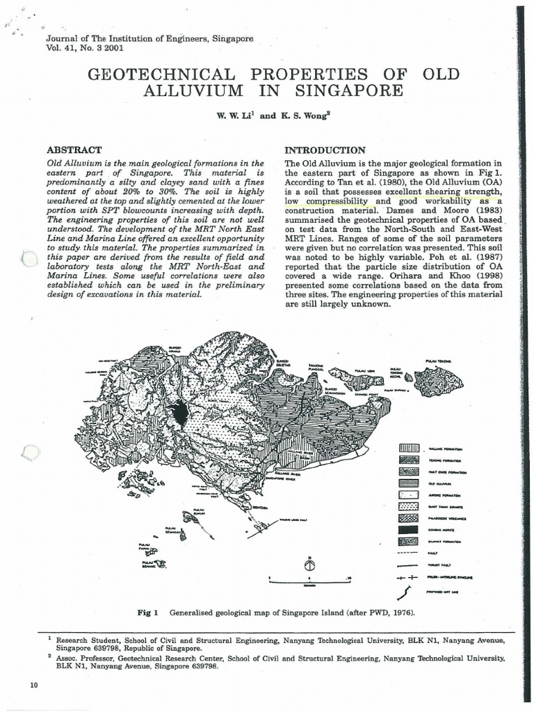 Geotechnical Properties of Old Alluvium in Singapore, 2001 | PDF | Sand ...