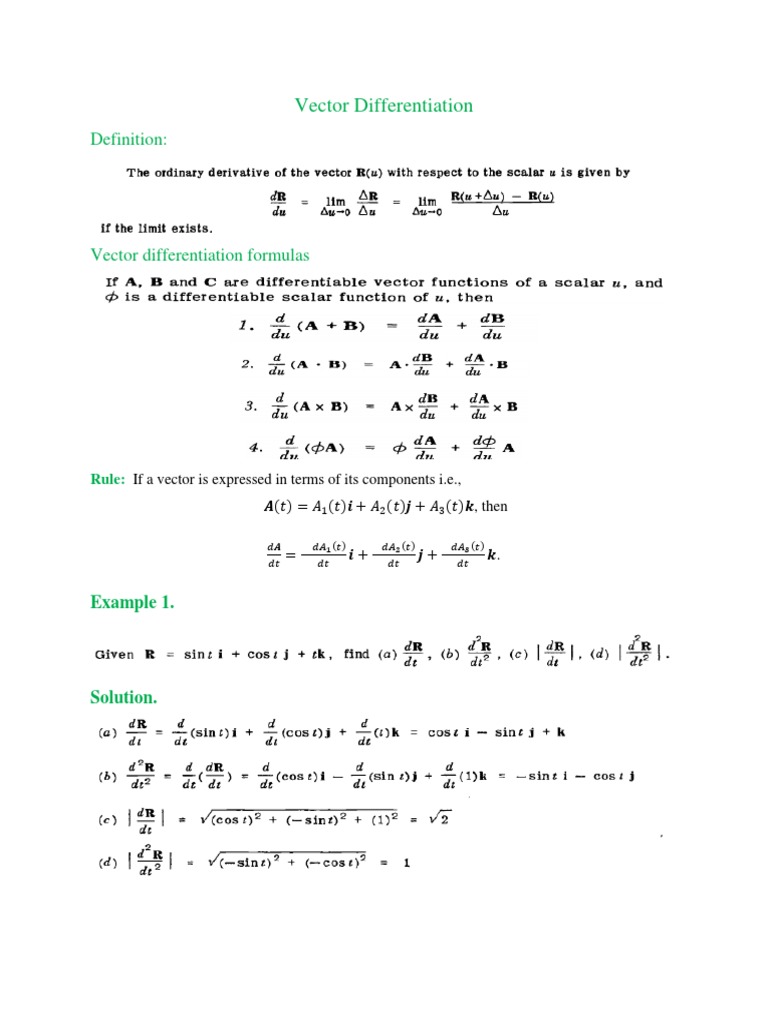 Vector Differentiation Part 1 Pdf