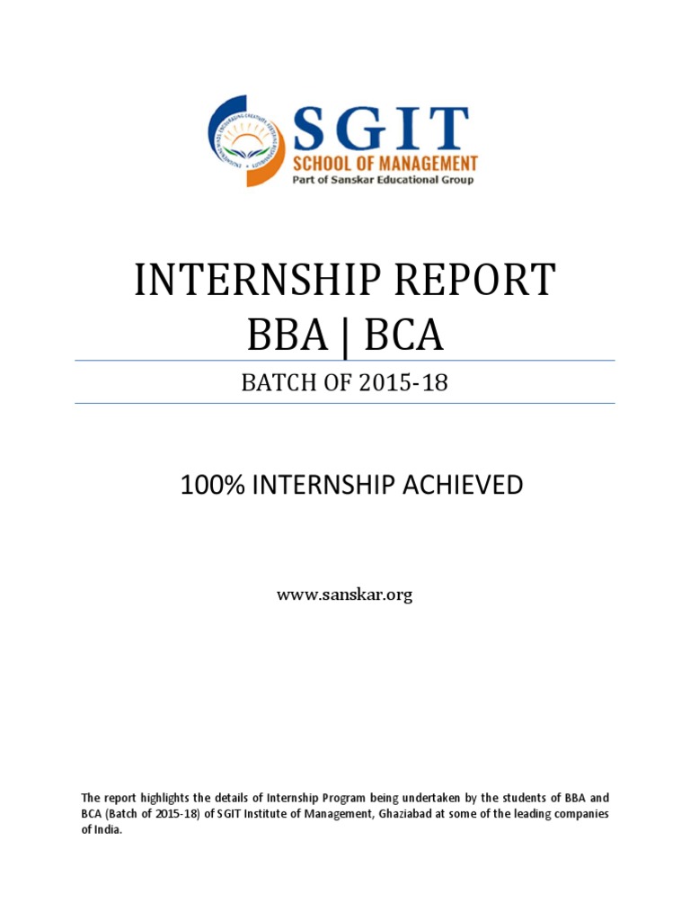 BBA & BCA Internship Report 2017 | PDF | Business | Sikhism
