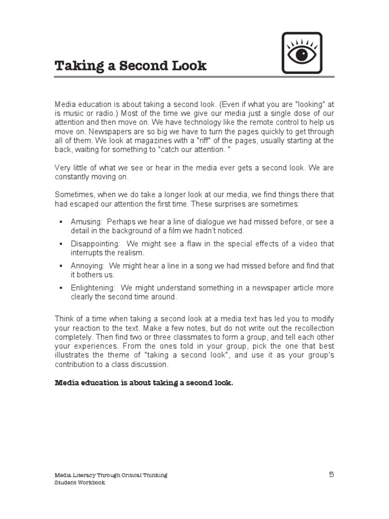Taking A Second Look | PDF | Literacy | Communication