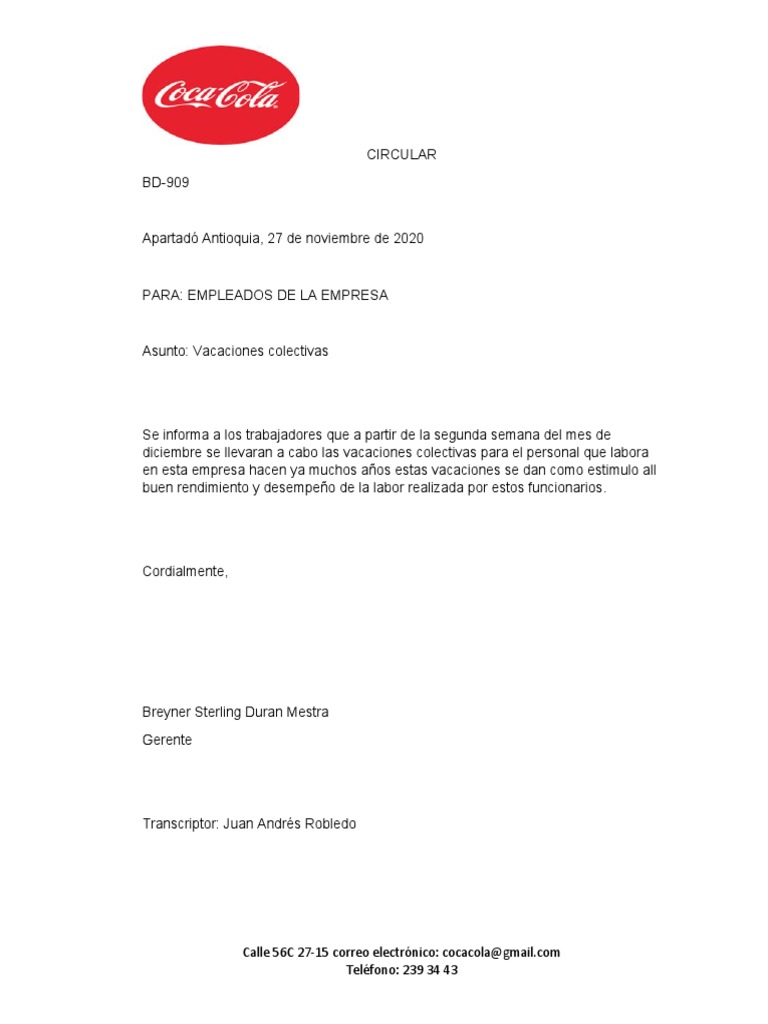 Circular Interna 1 | PDF