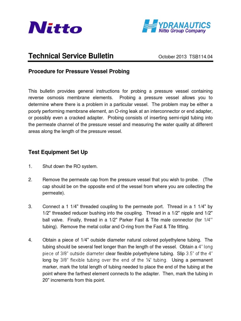 Technical Service Bulletin: Procedure For Pressure Vessel Probing | PDF ...