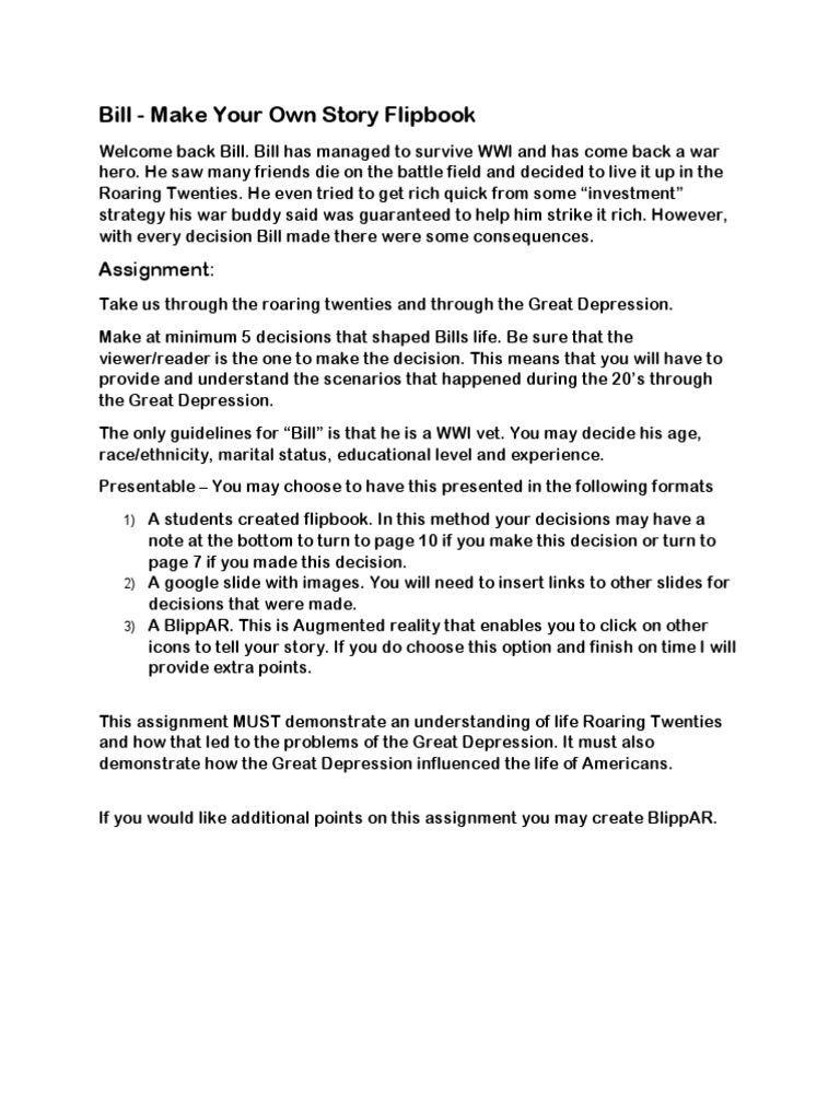 Bill - Make Your Own Story Flipbook: Assignment | PDF | Politics | Games & Activities