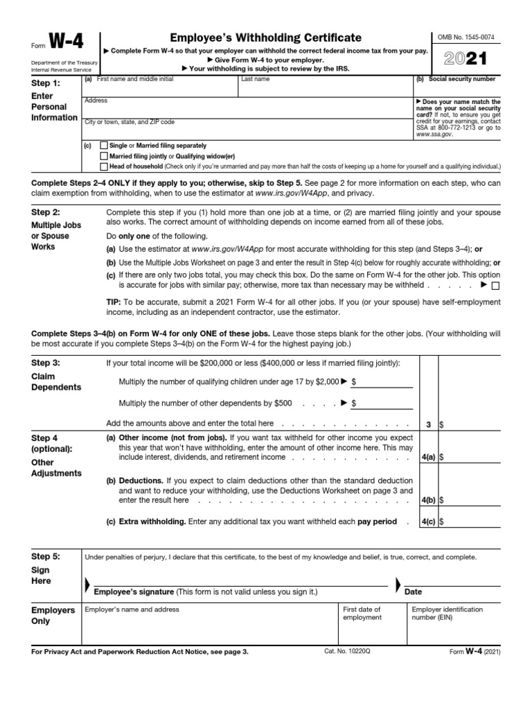 Form W-4 | PDF | Withholding Tax | Payroll