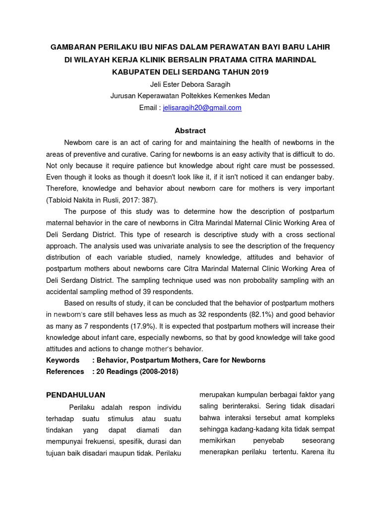 Jurnal Jeli Ester Debora Saragih | PDF | Human Life Stages | Behavioural Sciences