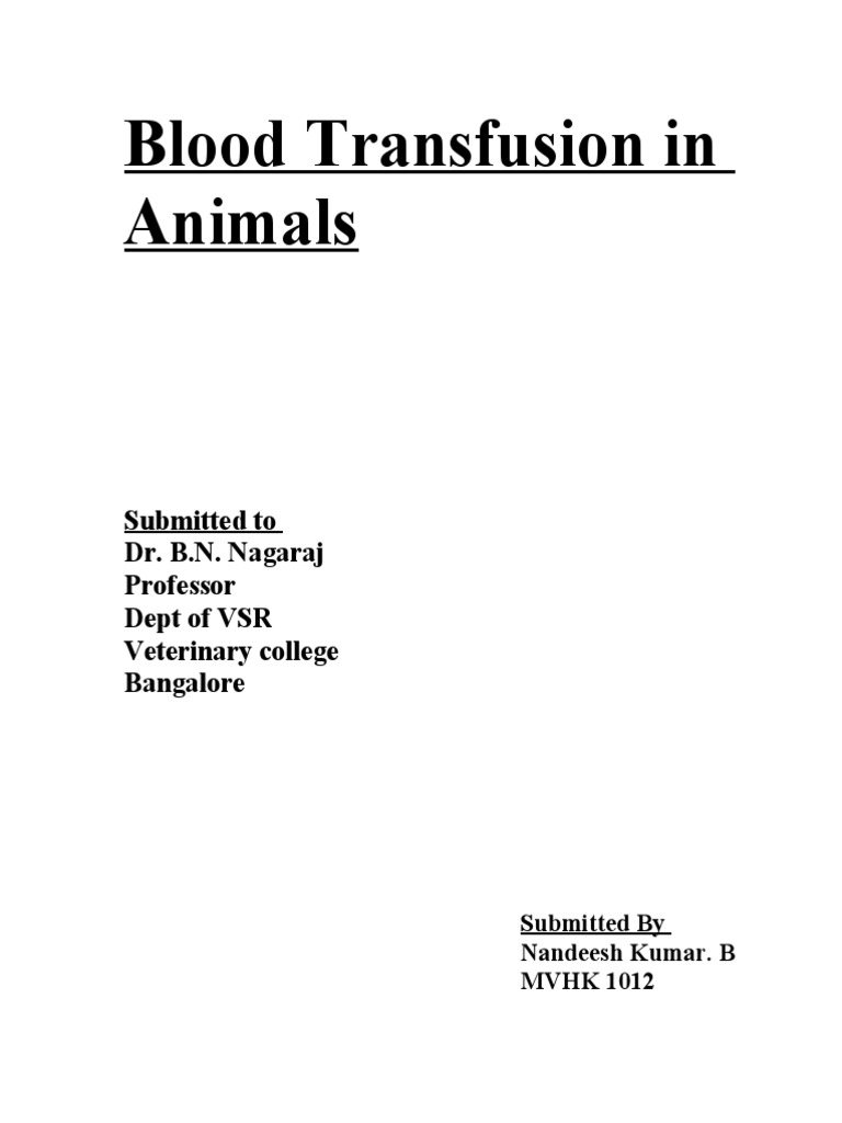 Animal Blood Transfusion Guide | PDF | Blood | Blood Type
