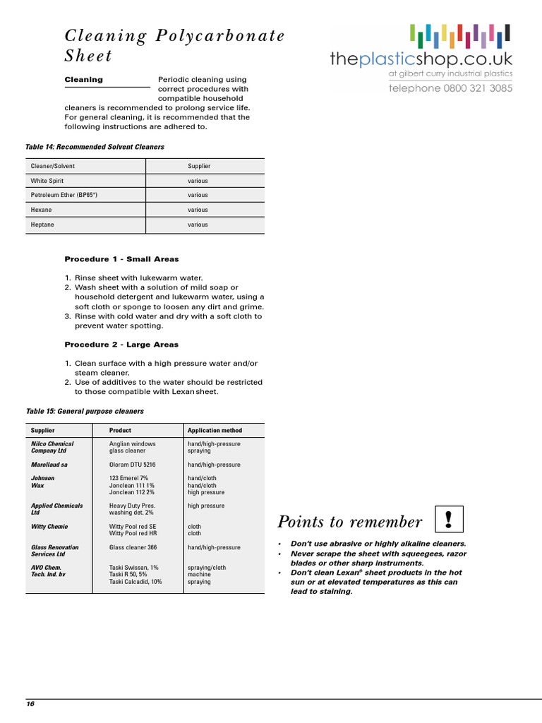 How To Clean Polycarbonate Instructions | PDF | Graffiti | Materials