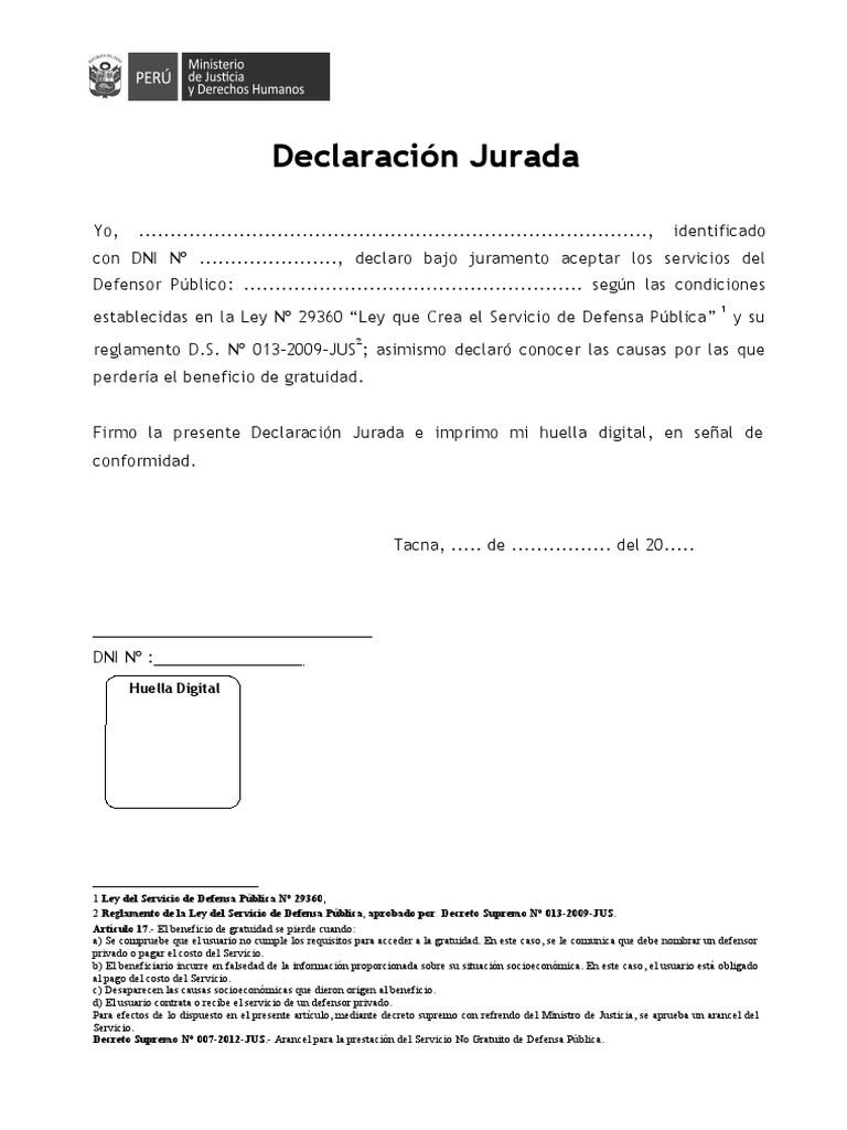 Declaracion Jurada 2013 | PDF