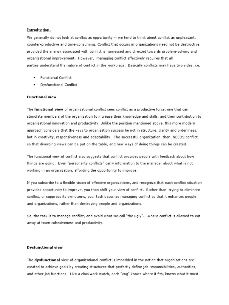 Functional Conflict Within The Context of Organizational Behavior ...