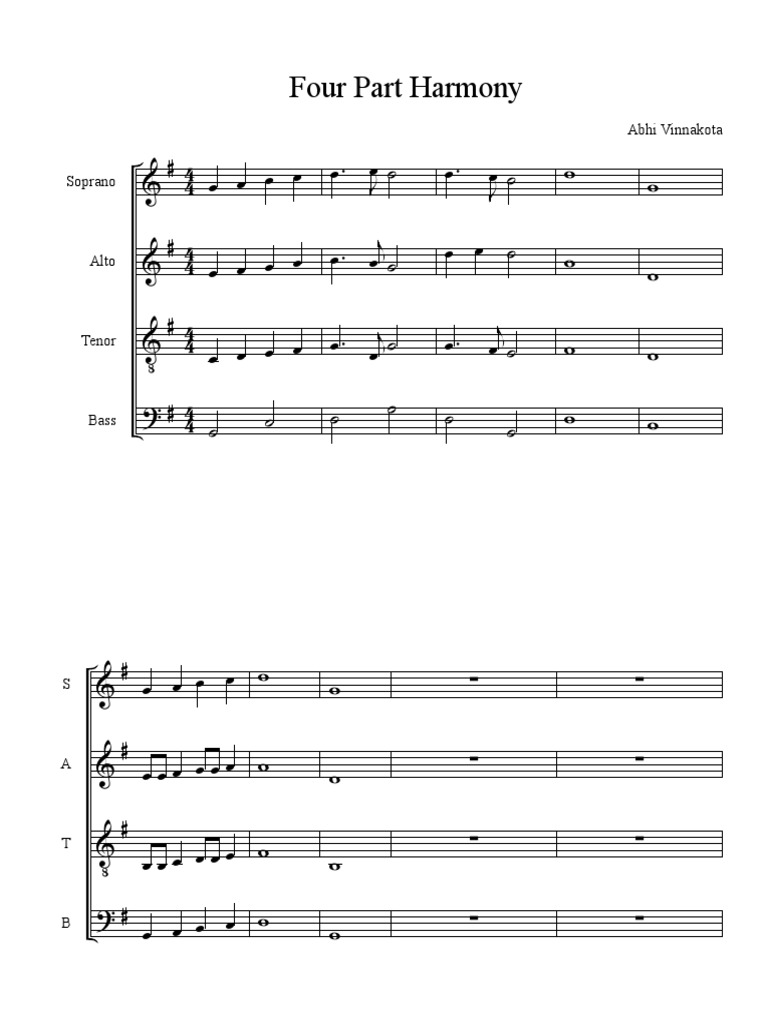 Four Part Harmony in G | PDF