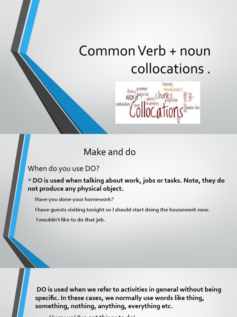 Common Verb-Noun Collocations Guide | PDF | Verb | Foods