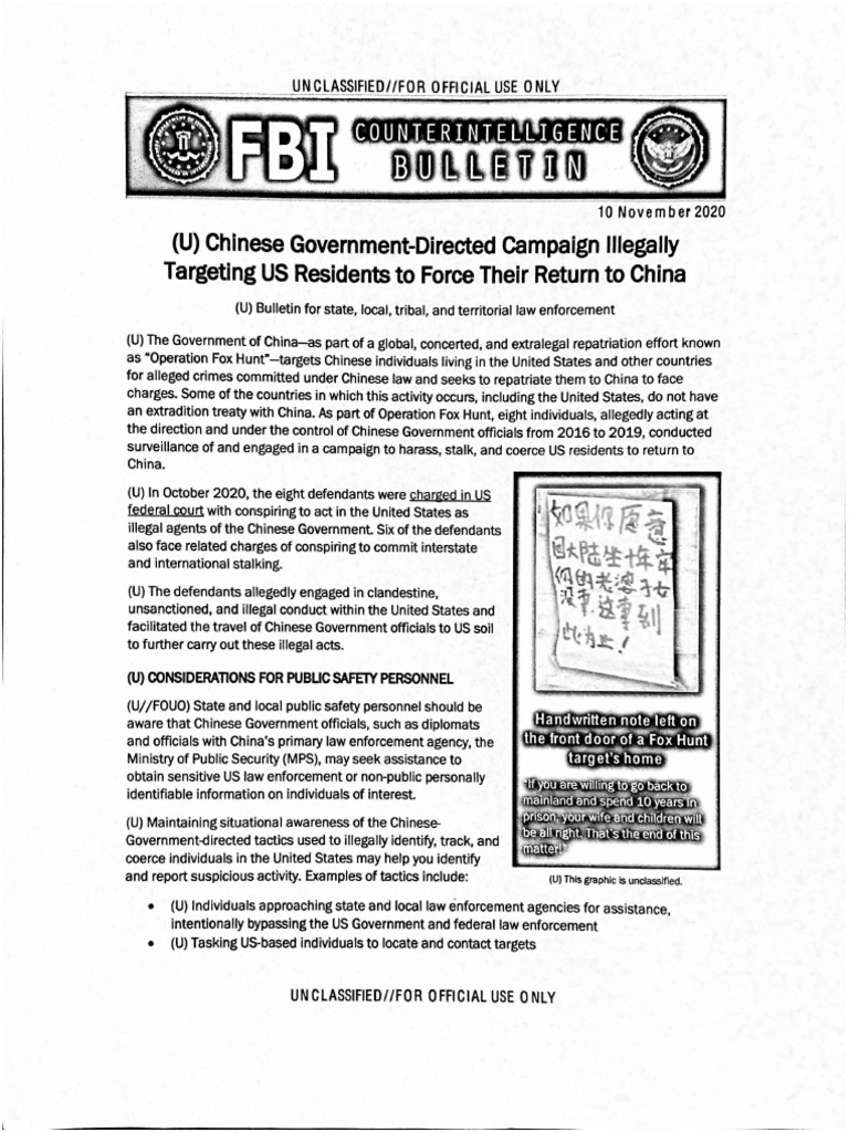 FBI Counterintelligence Bulletin | PDF