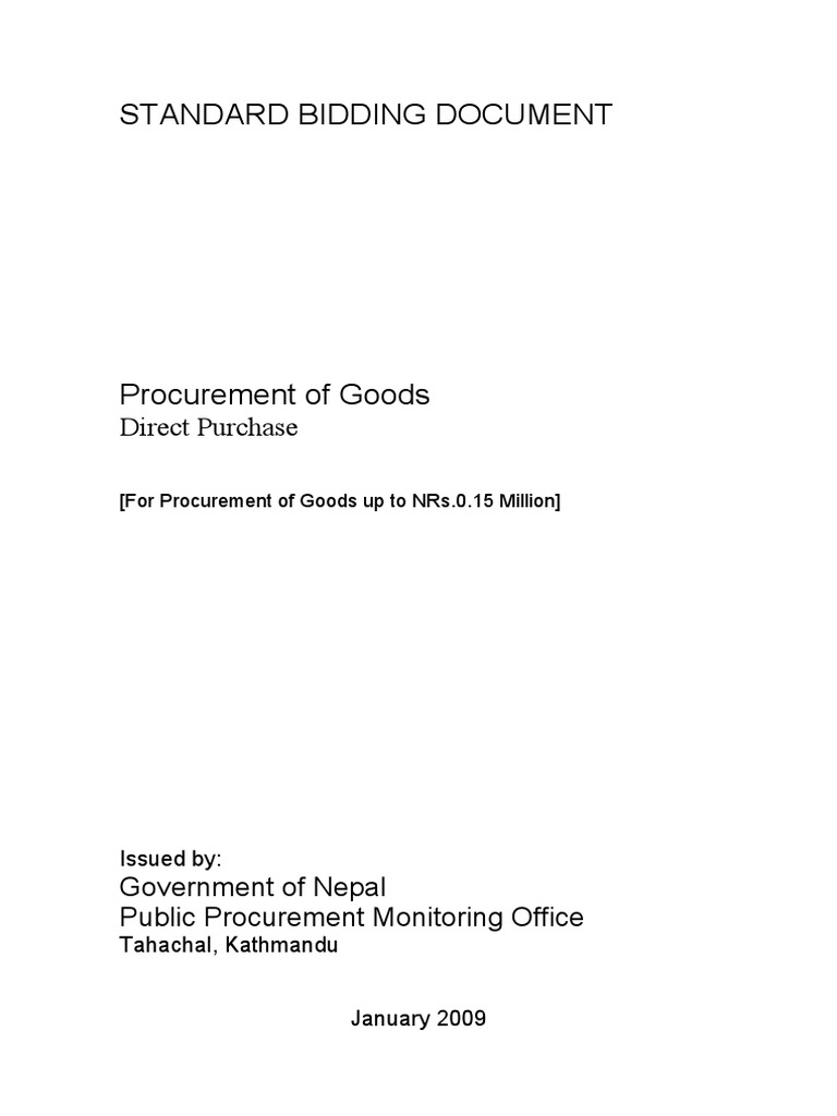 Standard Bidding Document: Direct Purchase | PDF | Procurement ...