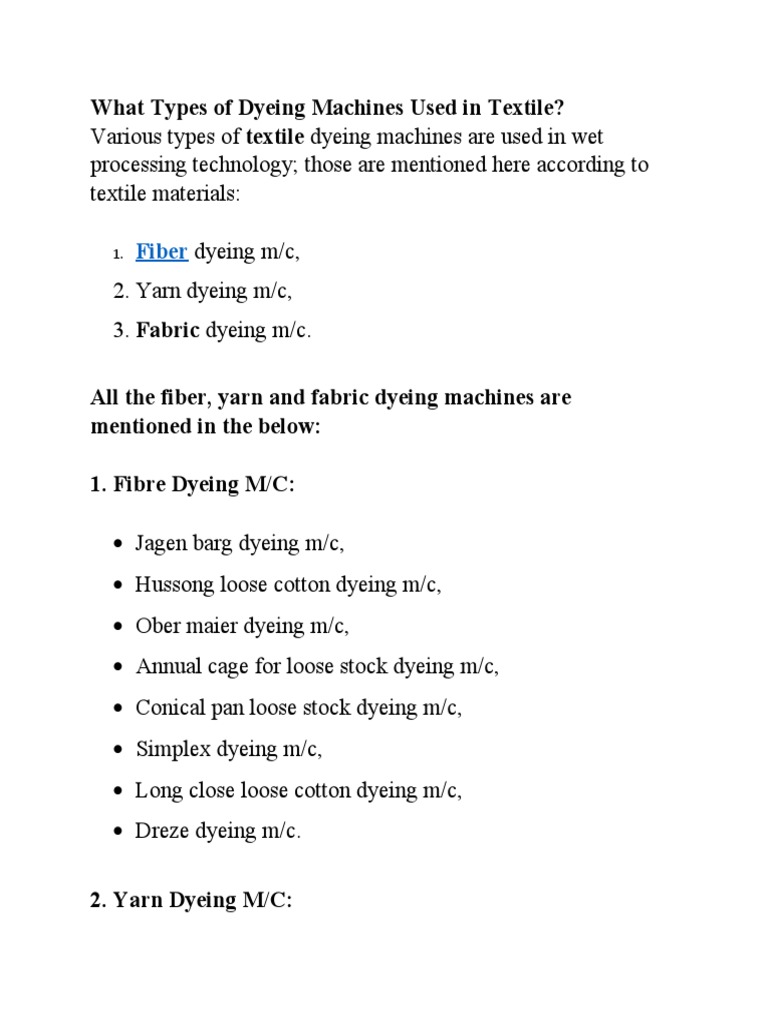Textile Dyeing Machine Types Guide | PDF | Art
