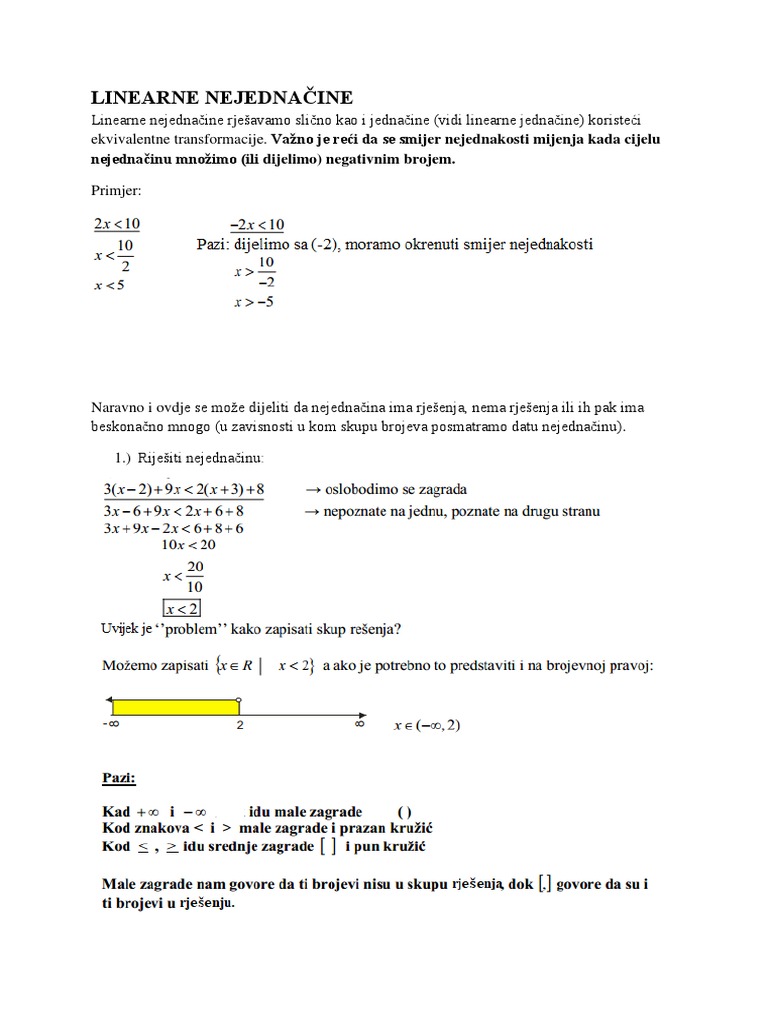 Linearne Nejednačine | PDF