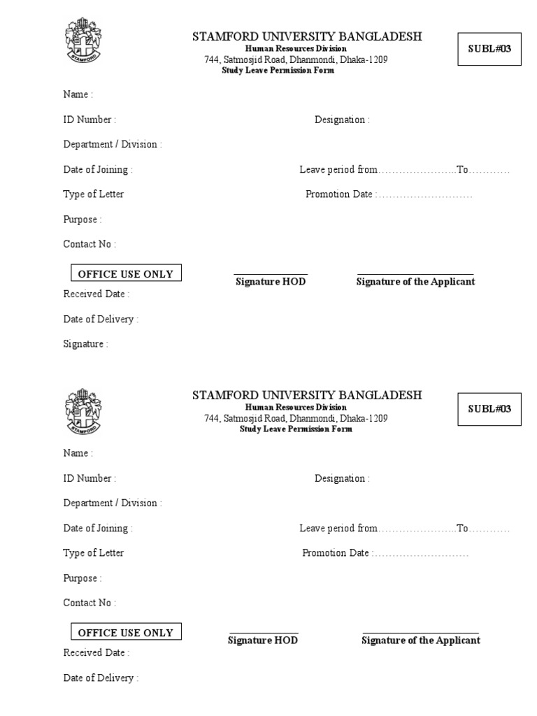 Study Leave Permission Form 2019 | PDF