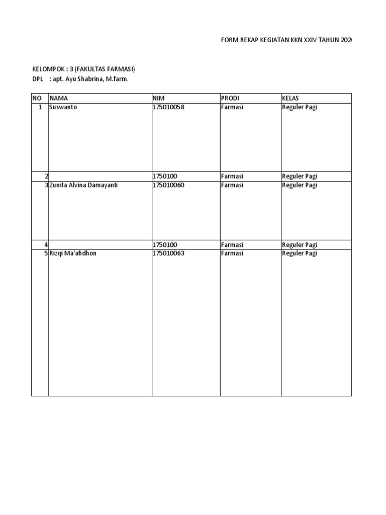 From Rekap Kegiatan KKN XXIV TAHUN 2020 | PDF