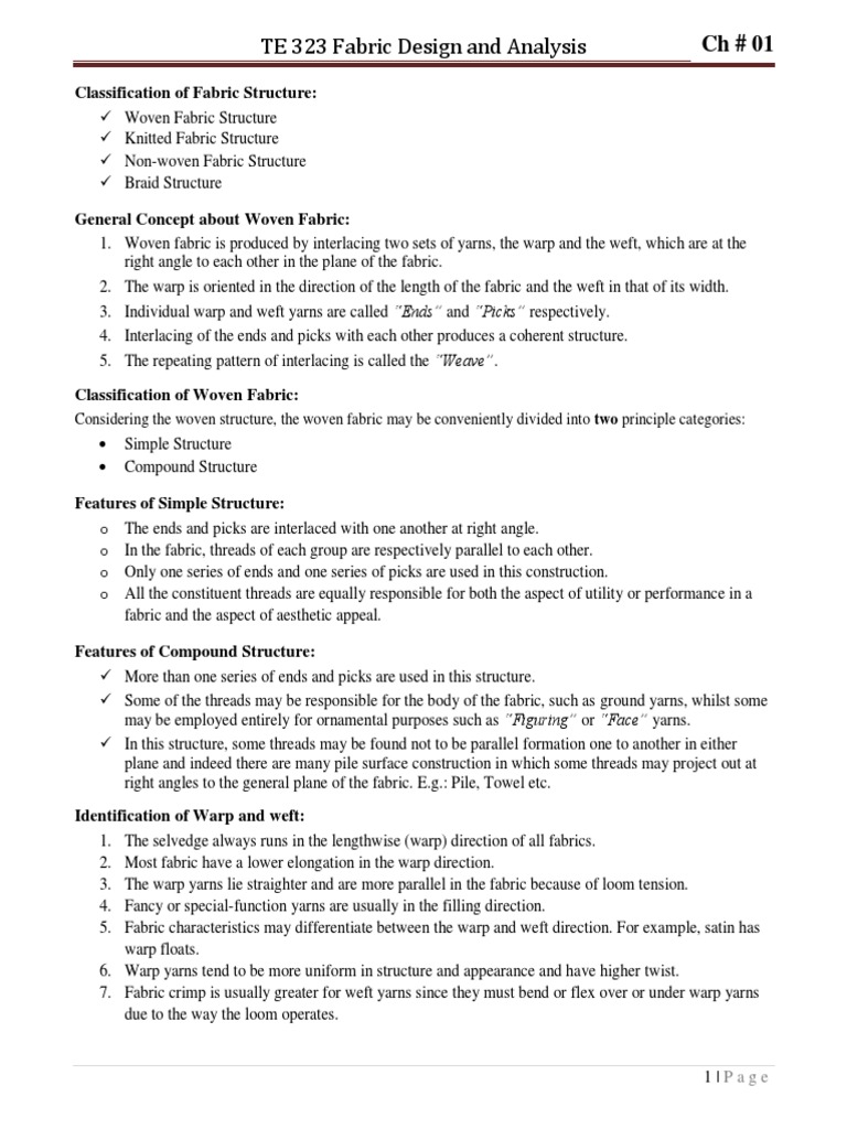 1 Basic Idea About Fabric Design Analysis | Download Free PDF | Weaving ...