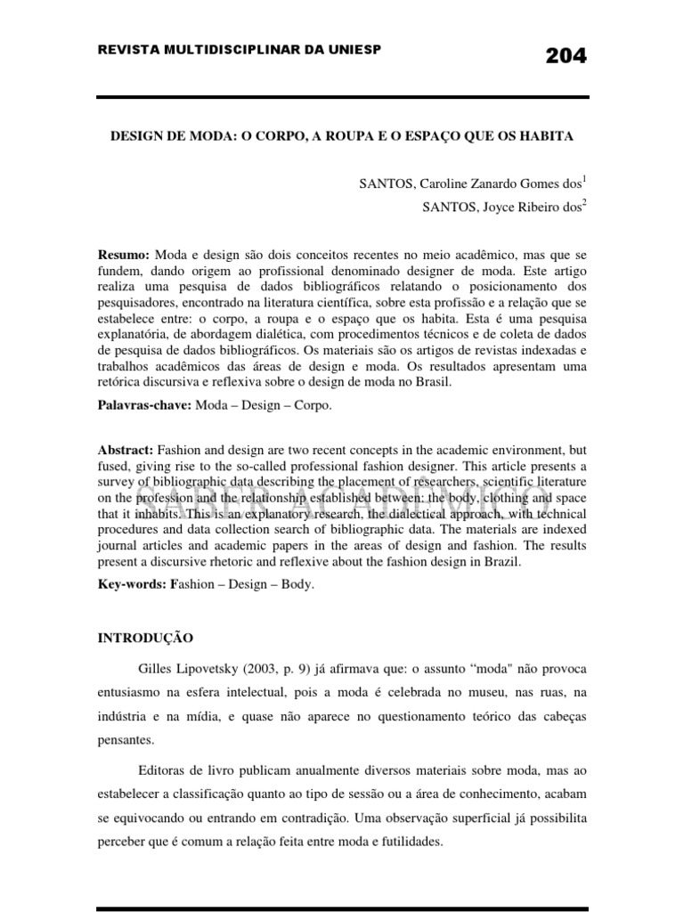 Moda: Corpo, Roupa e Espaço | PDF | Roupas | Moda