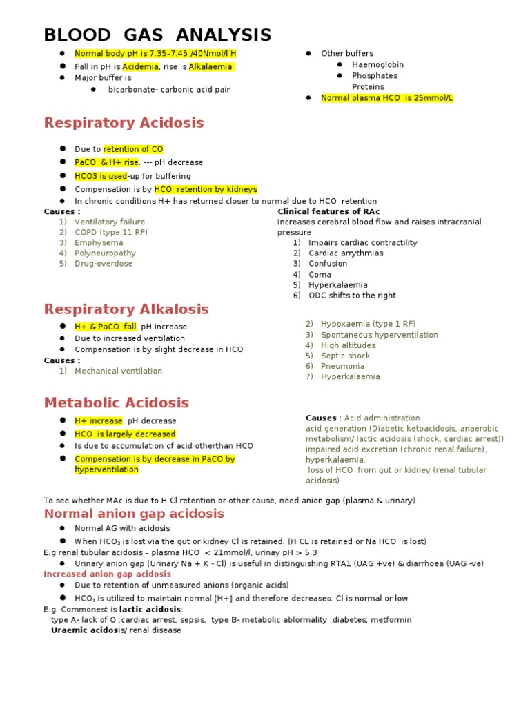 Interpret Blood Gas Analysis & Acid-Base Imbalances | PDF | Physiology ...