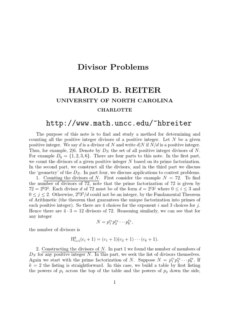 Divisors - Unknown PDF | PDF | Factorization | Matrix (Mathematics)