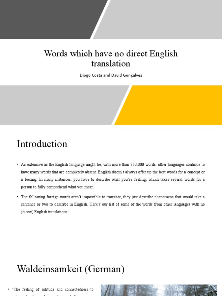Unique Foreign Words Without English Equivalents | PDF | English ...