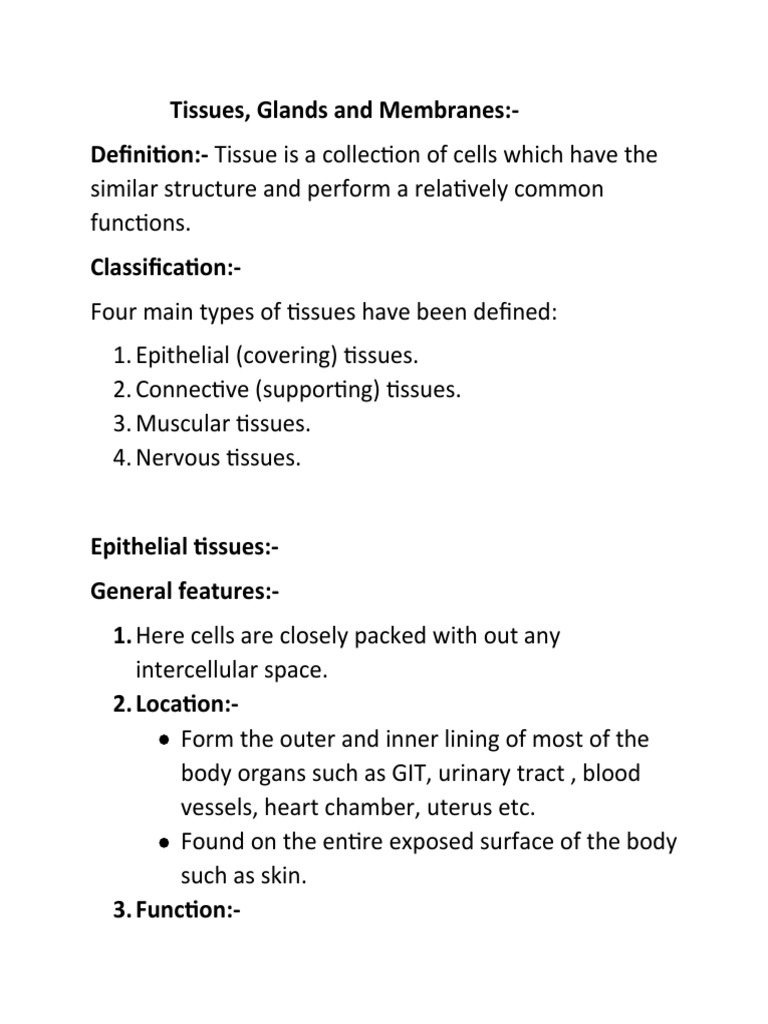 Tissue and Its Classification | PDF | Epithelium | Tissue (Biology)