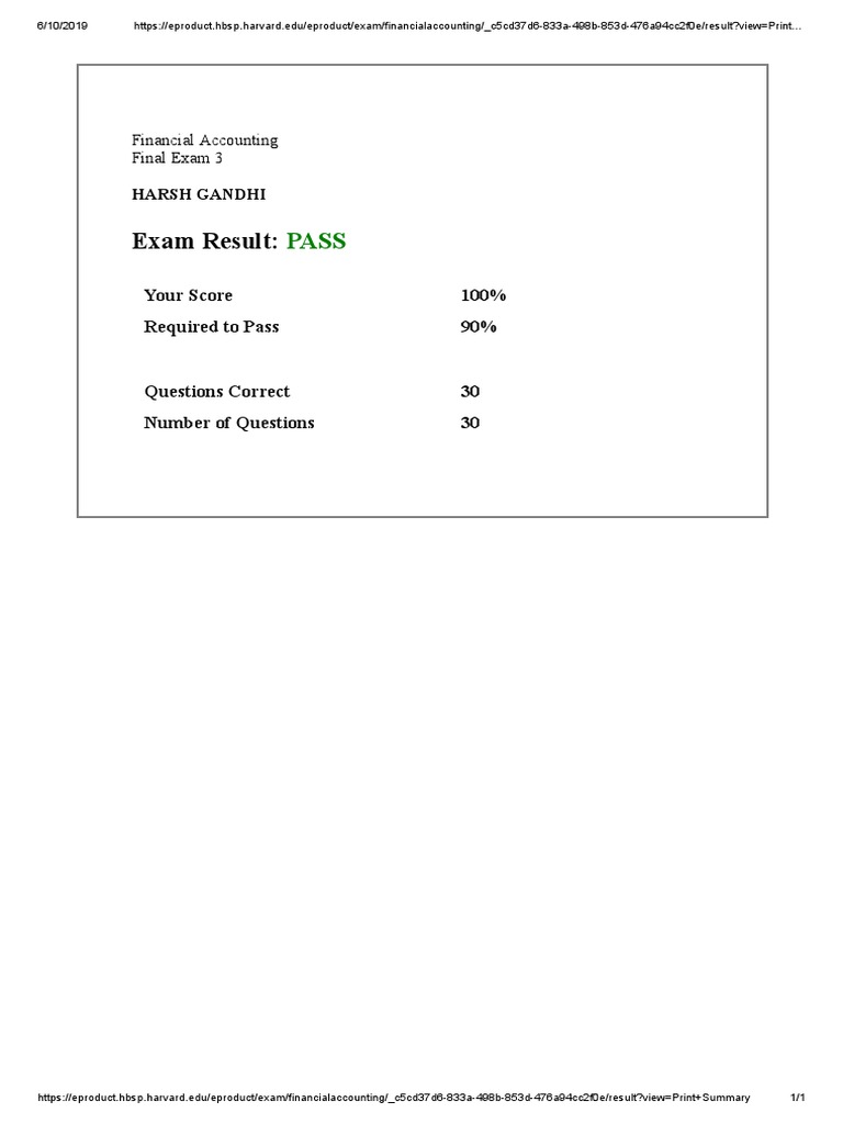 Exam Result:: Your Score 100% Required To Pass 90% | PDF
