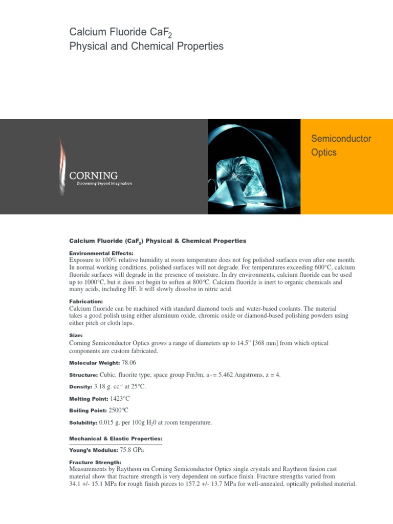 Calcium Fluoride Caf Physical and Chemical Properties: Semiconductor ...