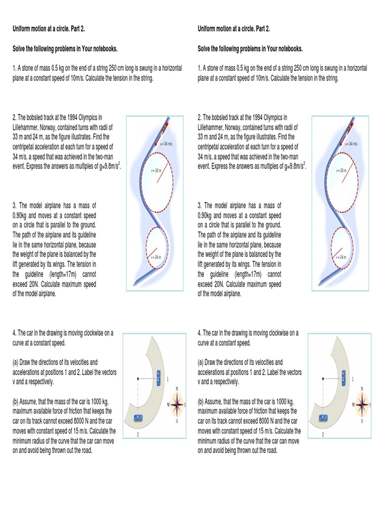 Circular Motion Problems | PDF | Acceleration | Lift (Force)