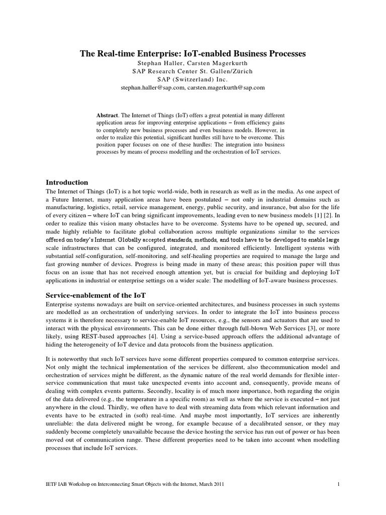 The Real-Time Enterprise: Iot-Enabled Business Processes | PDF ... The Real-Time Enterprise: Iot-Enabled Business Processes | PDF ...