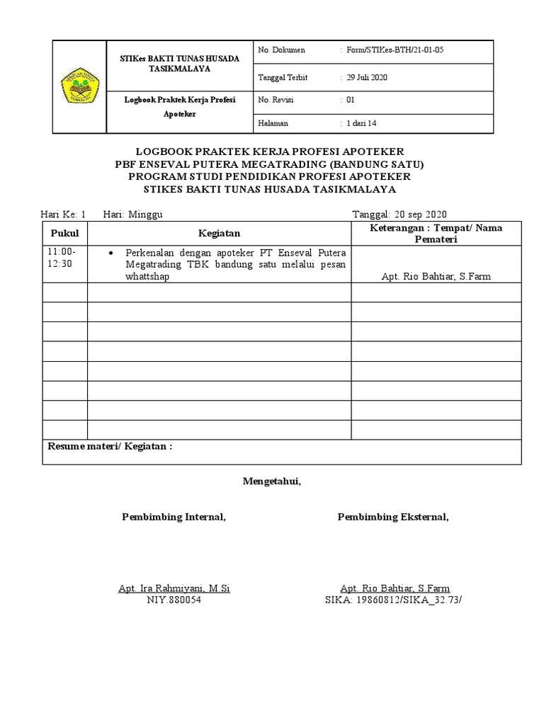 LOGBOOK Pkpa | PDF