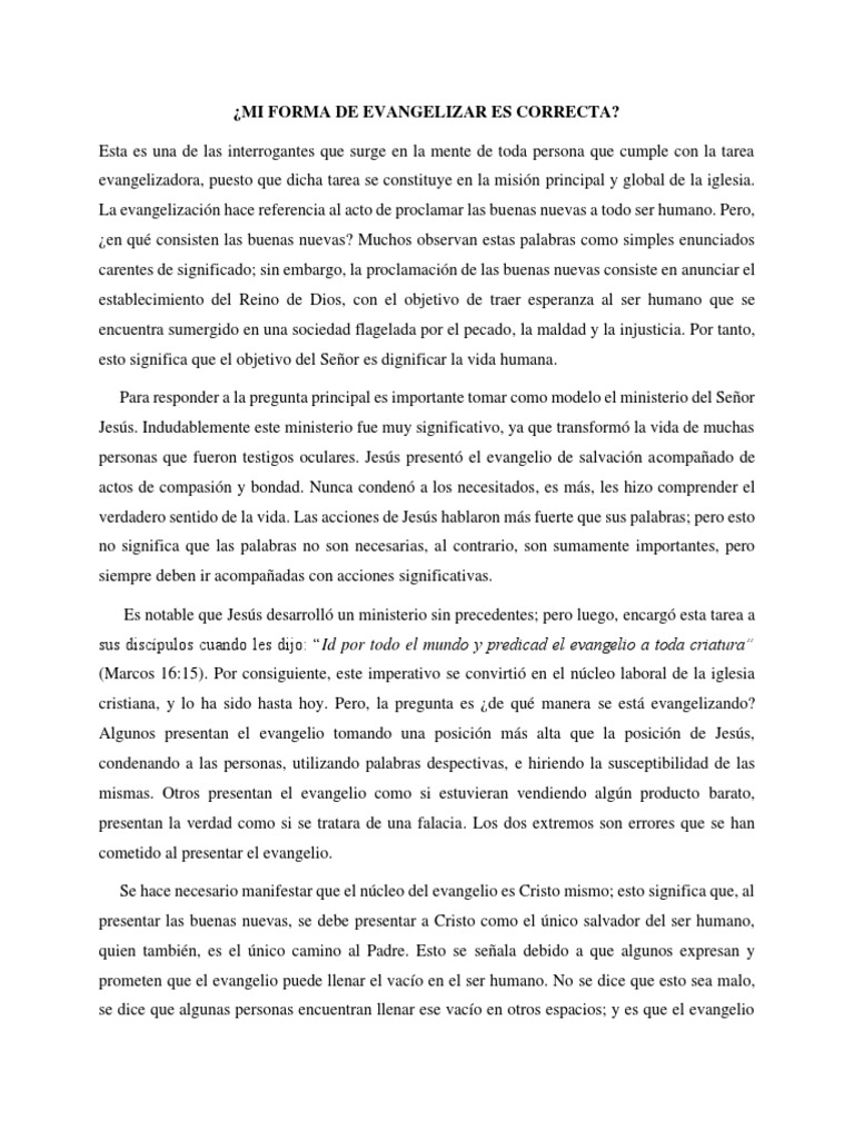 Evangelizar Correctamente: Claves y Enfoque | PDF | Evangelización ...
