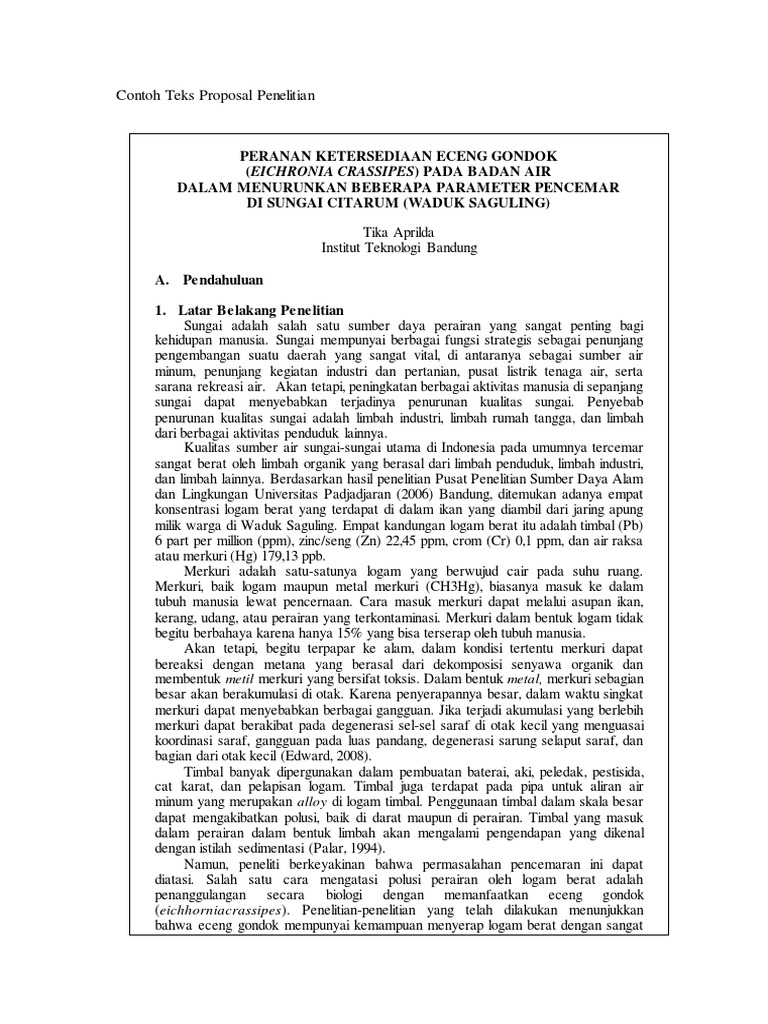 Contoh Teks Proposal Penelitian | PDF