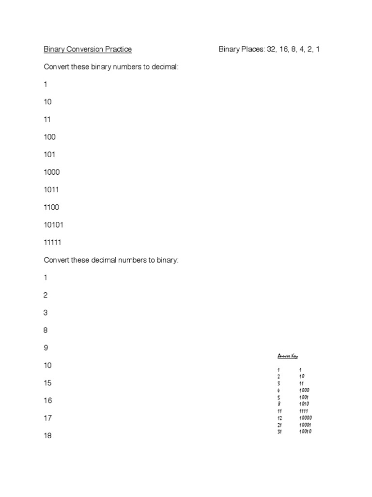 Binary Practice | PDF | Subtraction | Number Theory