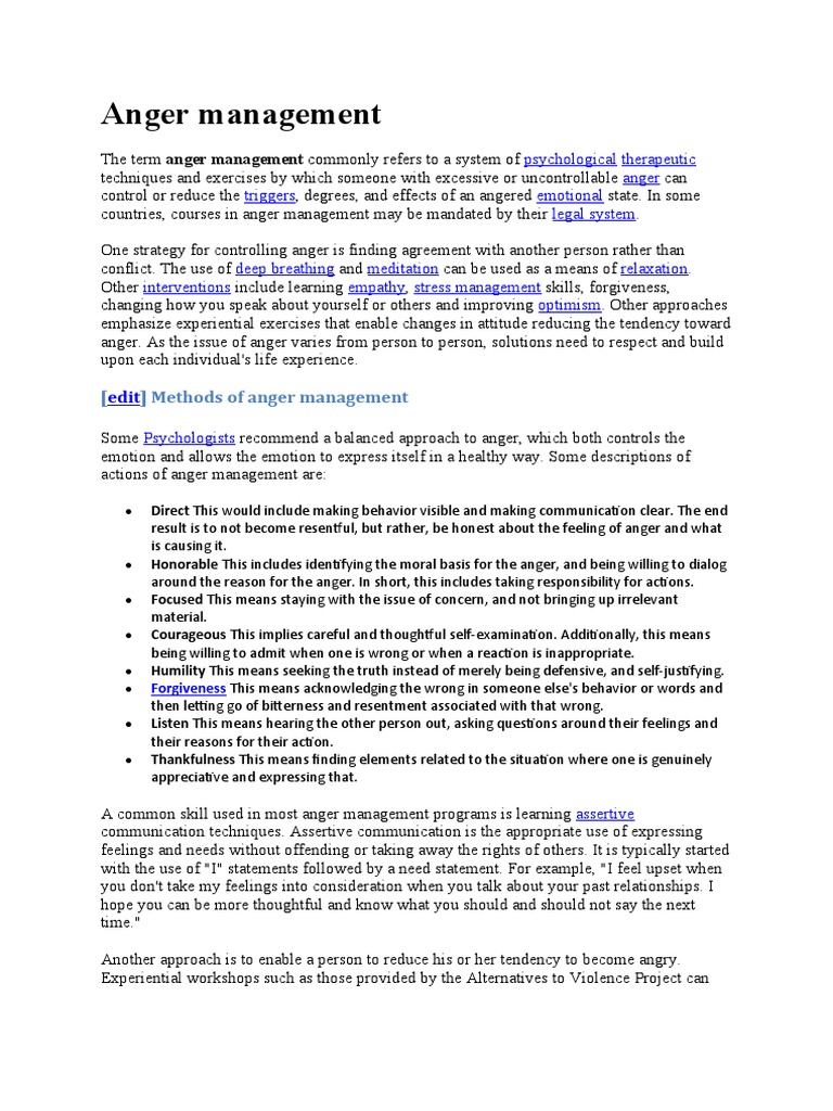 Anger Management: Psychological Therapeutic Anger Triggers Emotional ...