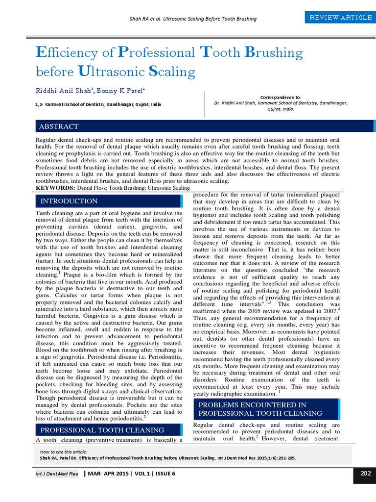 Ultrasonic Scaling Before Tooth Brushing PDF | PDF | Toothbrush ...
