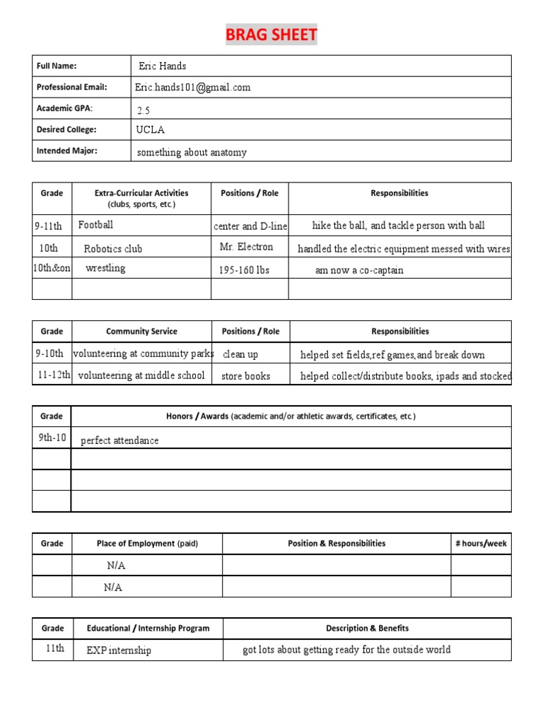 Kami Export - Brag Sheet Template | PDF | Motivation | Motivational