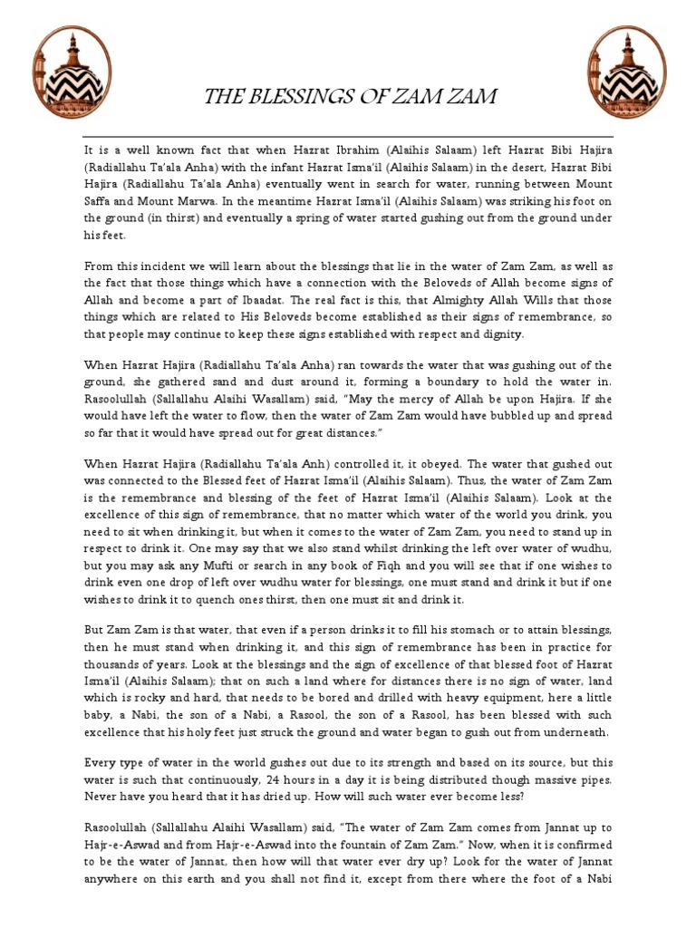 Blessings of Zam Zam Water | PDF | Monotheistic Religions | Abrahamic ...