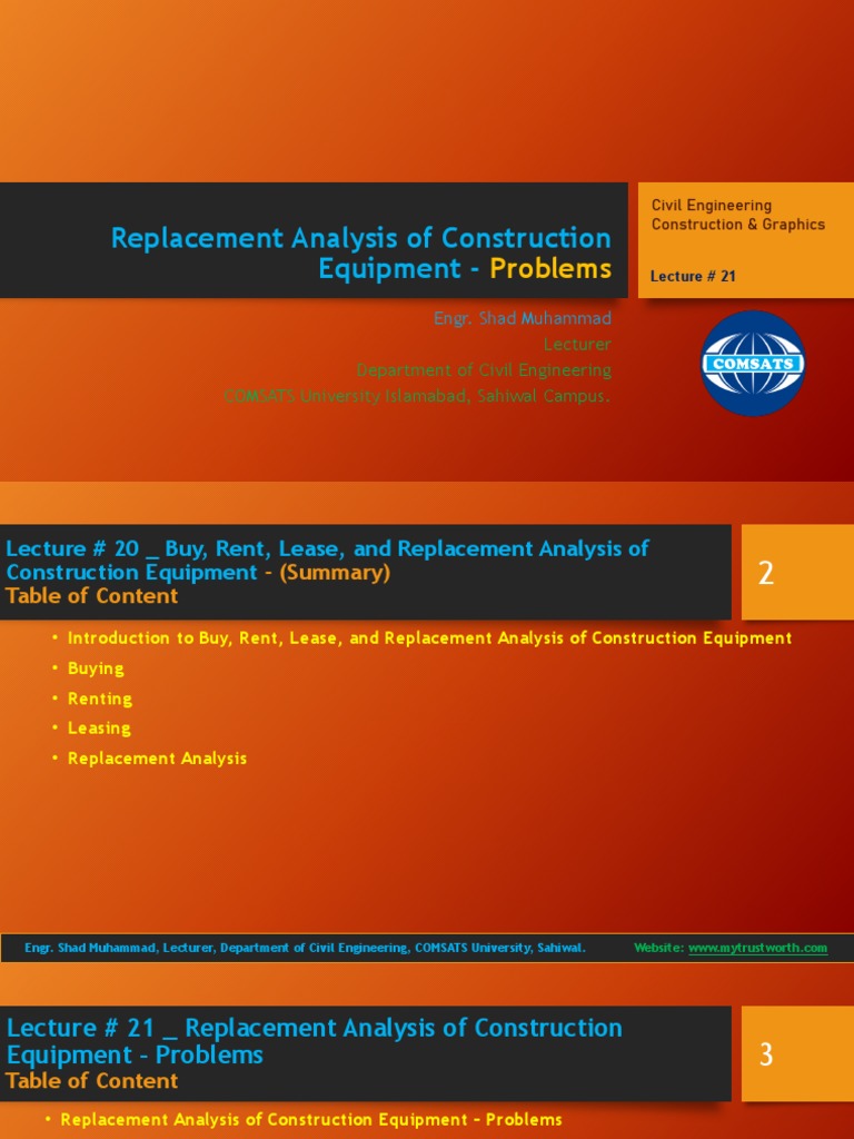 Construction Equipment Replacement Analysis | PDF | Heavy Equipment | Cost